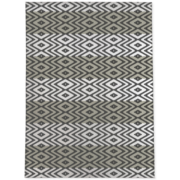 Foundry Select Tapis géométrique gris anthracite / crème - Wayfair Canada